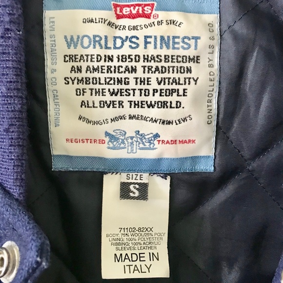 Levi's | Jackets & Coats | Leather Sleeve Levis Varsity Jacket Italy ...
